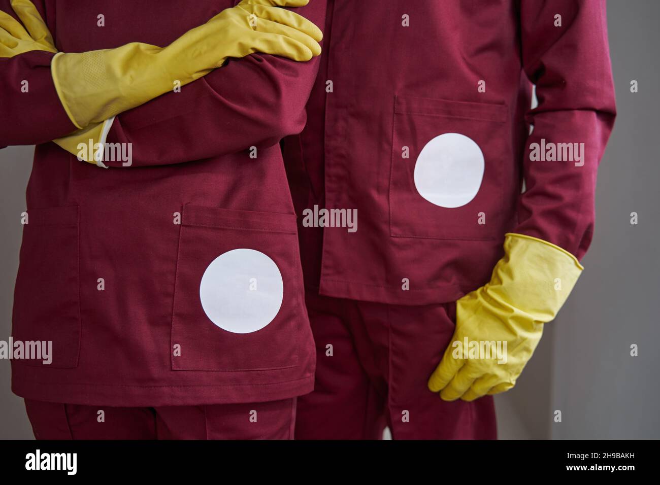 Professional cleaners dressed in workwear standing indoors Stock Photo ...