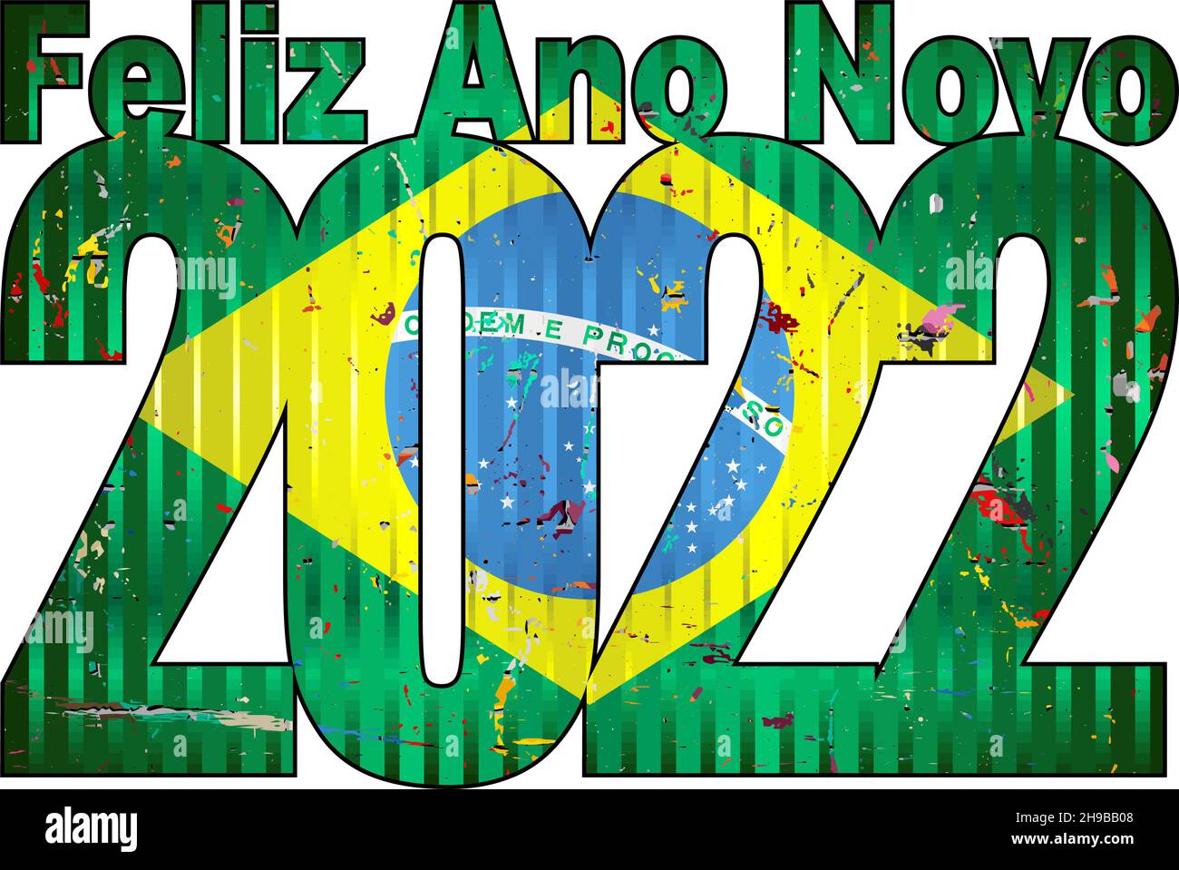 Happy New Year 2022 with Brazil flag inside - Illustration, 2022 HAPPY ...