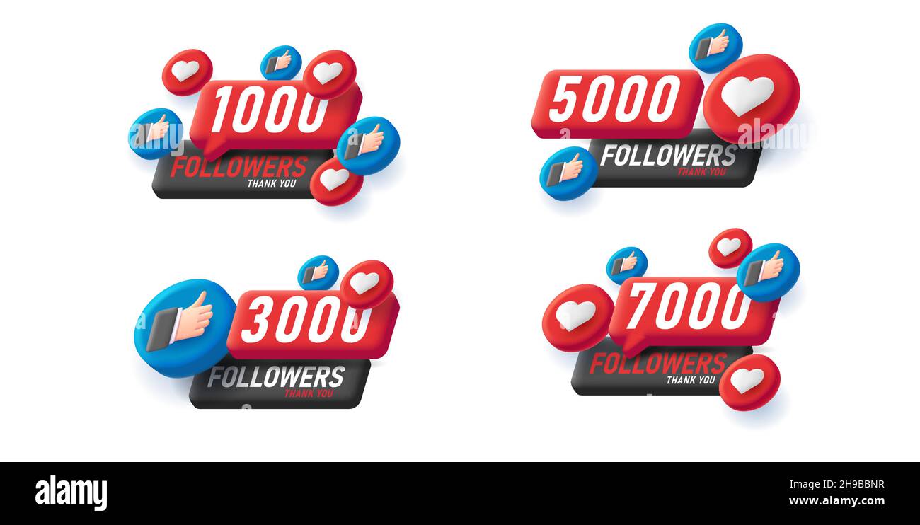 Social Media Counter with number followers, digital icon badge set with ...