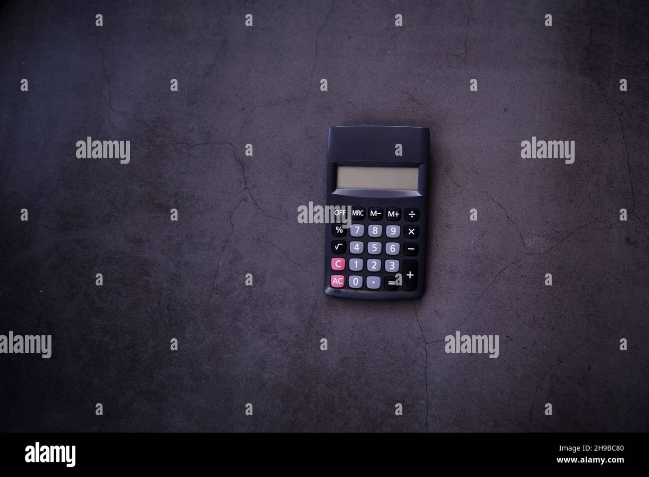 digital calculator dark background, top view. copy space Stock Photo ...