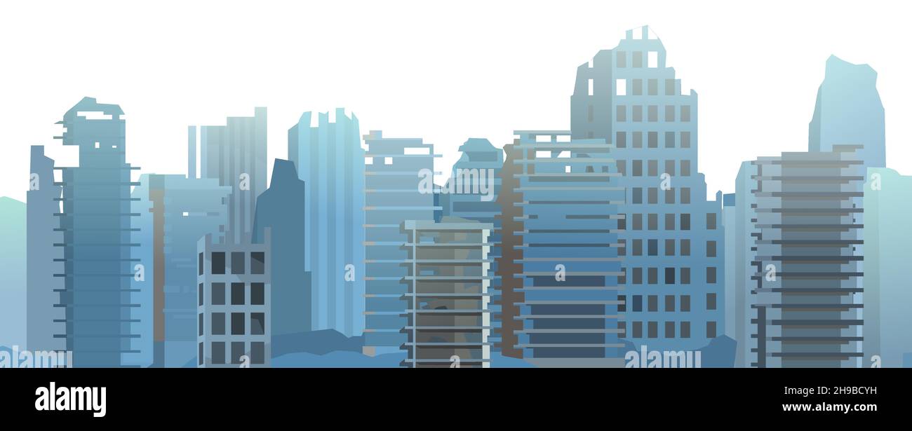 Destroyed remnant of ruined city. Apocalypse scene. Armageddon death of ...