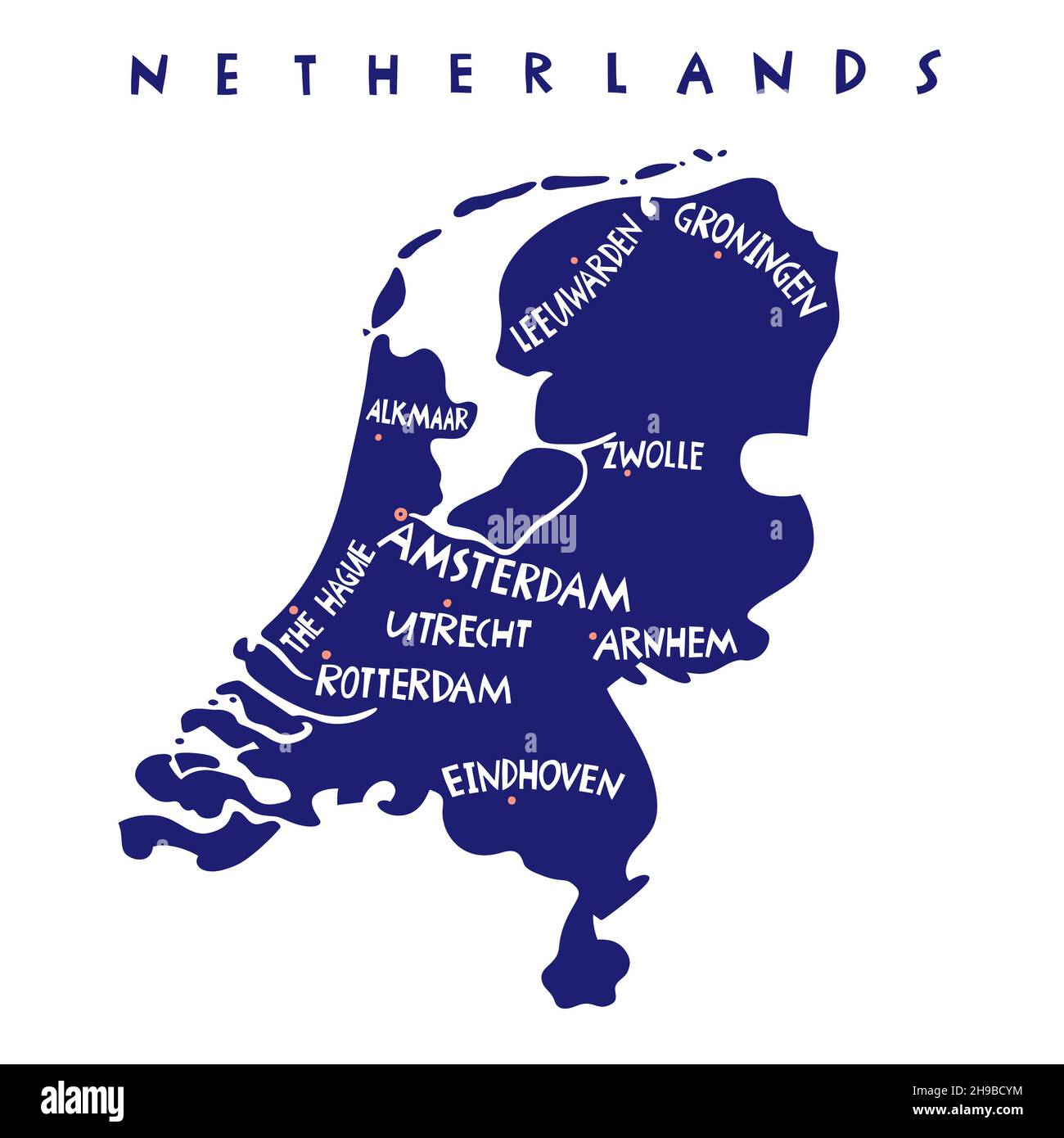 Vector hand drawn Netherlands cities map. Netherlands Kingdom travel ...