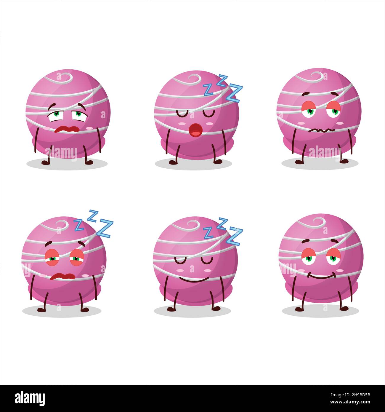 Cartoon character of truffle strawberry candy with sleepy expression ...