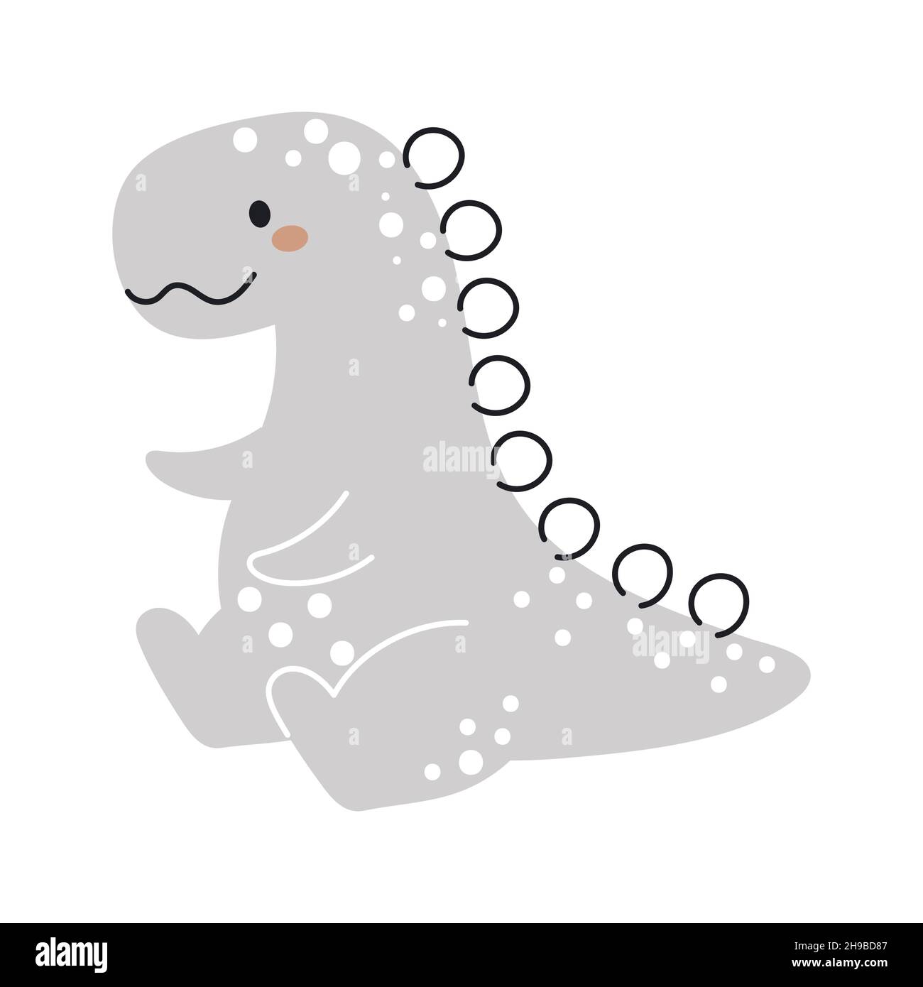 Cute grey dinosaur in scandinavian style. Funny cartoon dino for kids ...