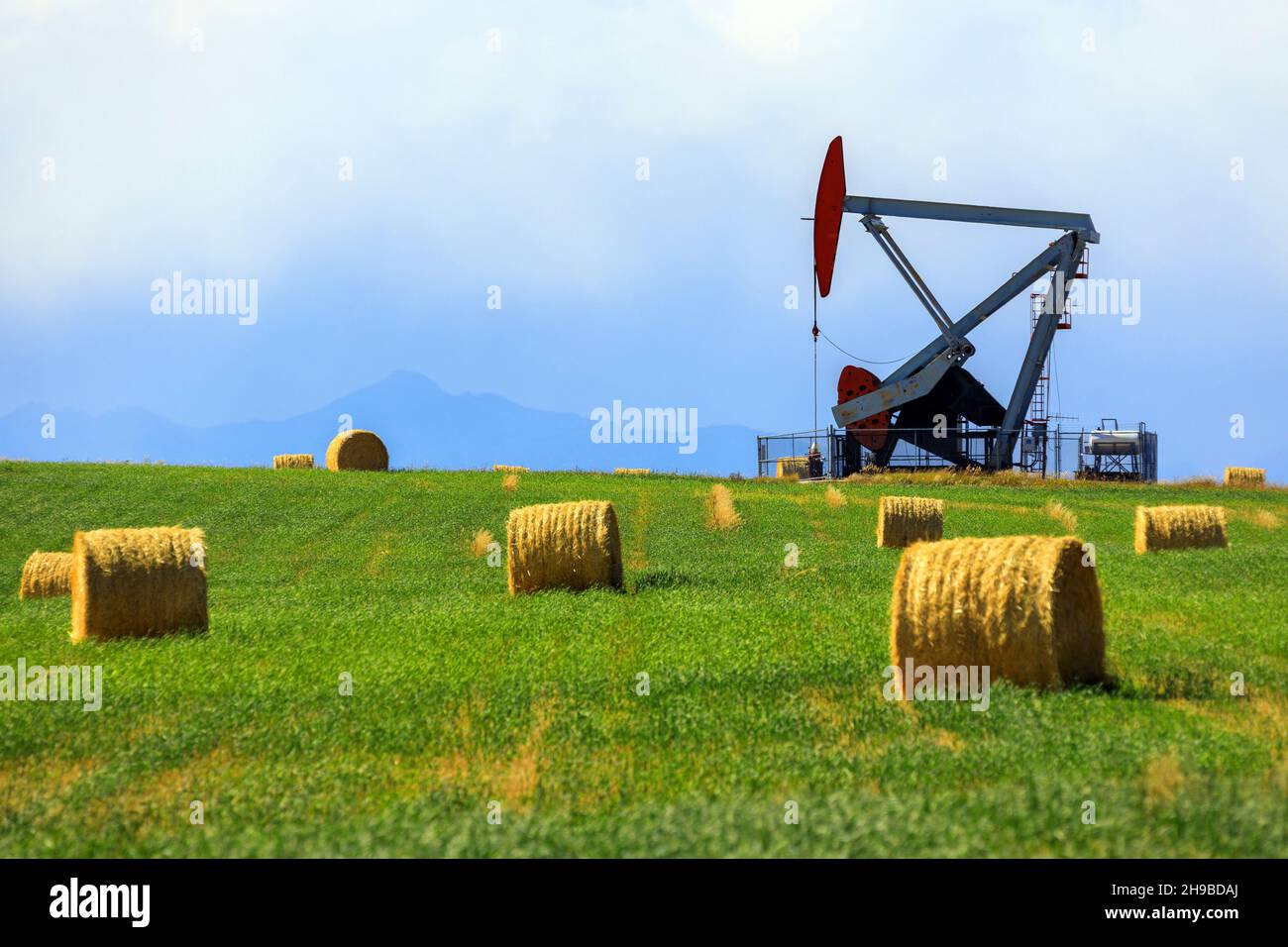 An oil pumpjack in Alberta, Canada. An oil pumjack is the overground ...
