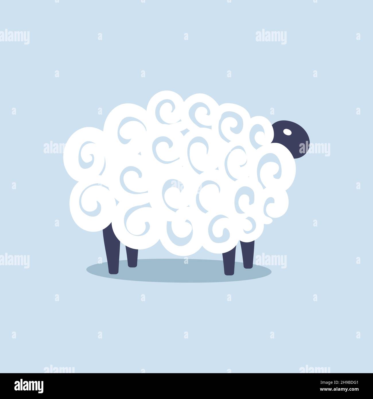Cute sheep vector kids sleep illustration on blue background. Baby ...