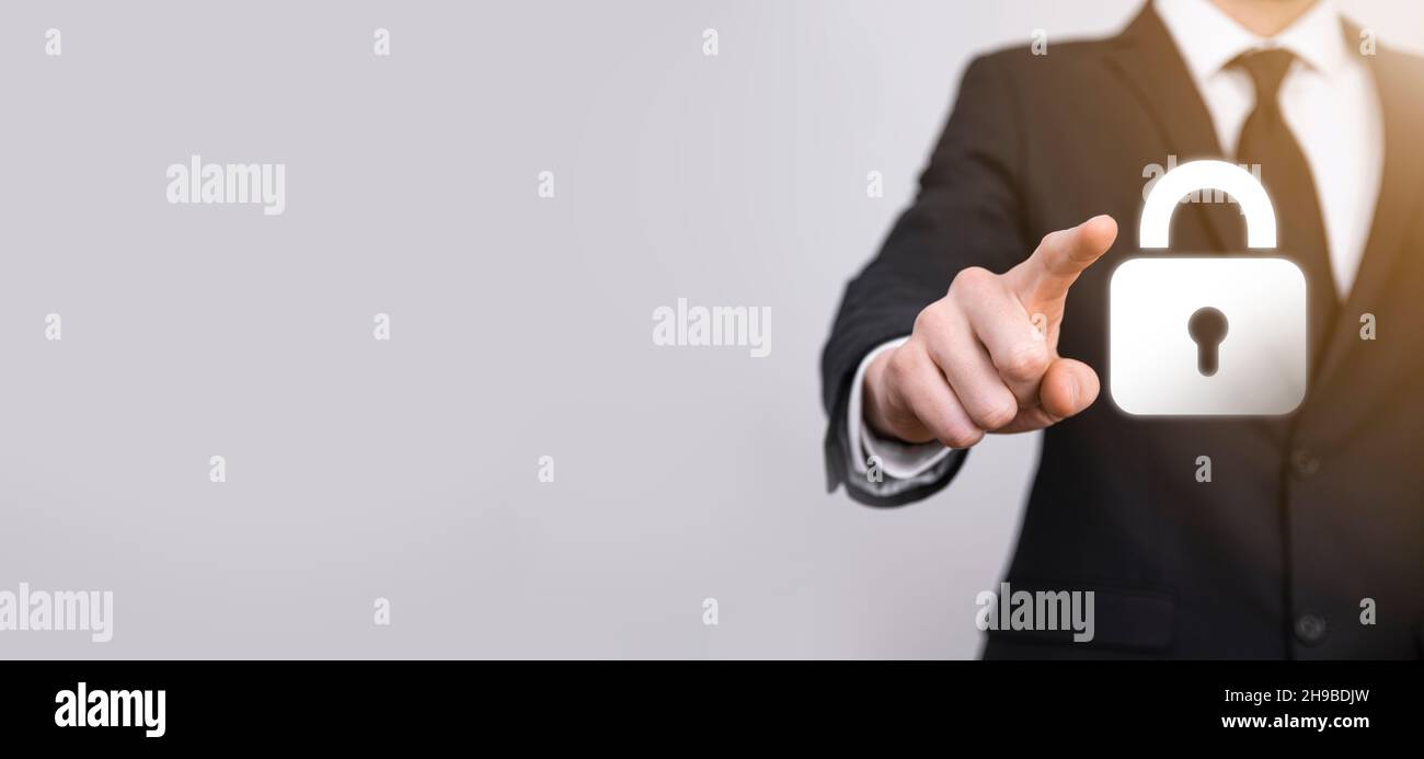 Cyber security network. Padlock icon and internet technology networking ...