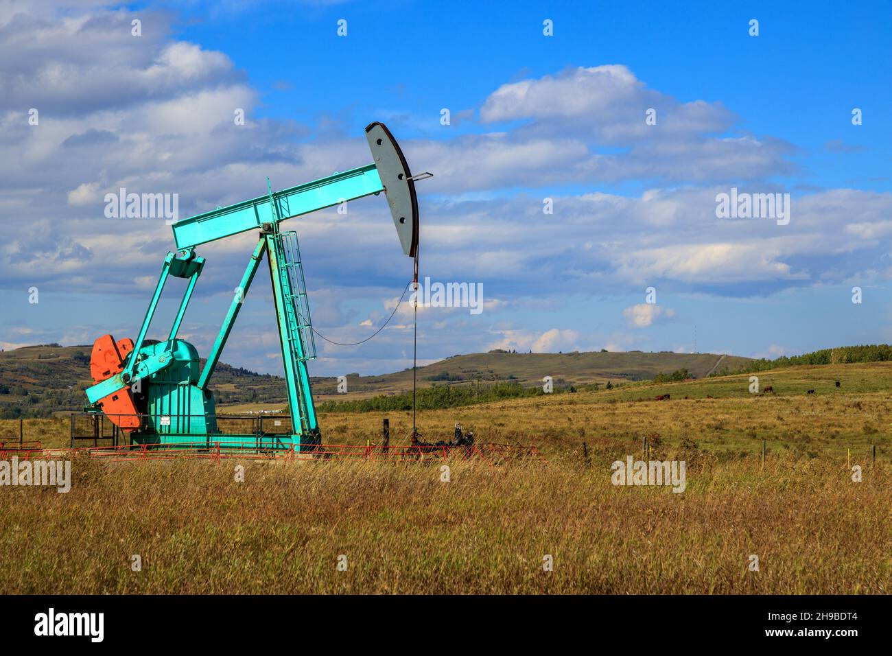 An oil pumpjack in Alberta, Canada. An oil pumjack is the overground ...