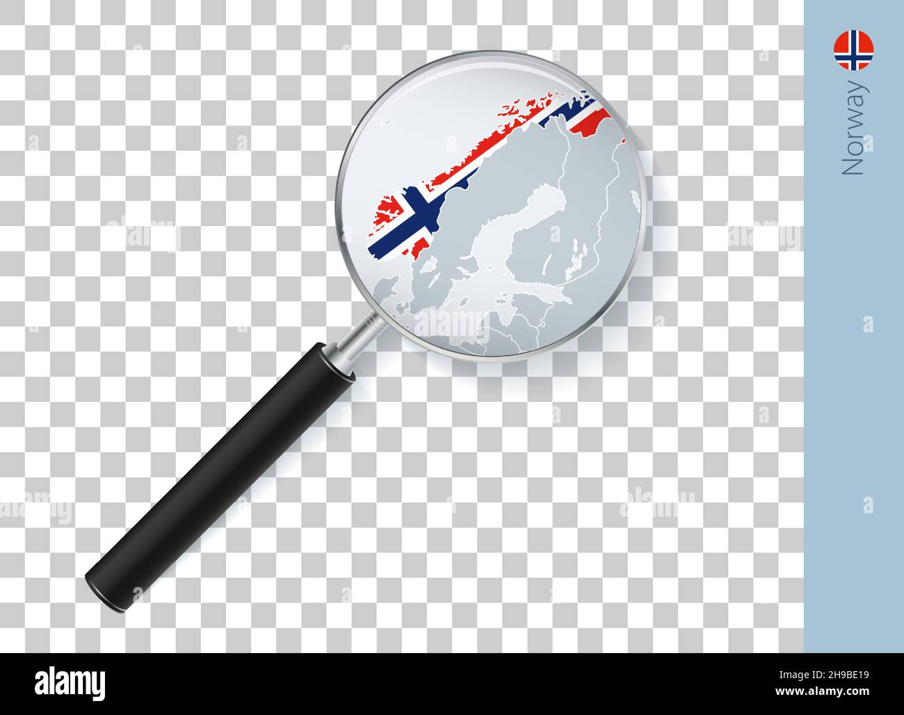 Norway map with flag in magnifying glass on transparent background ...