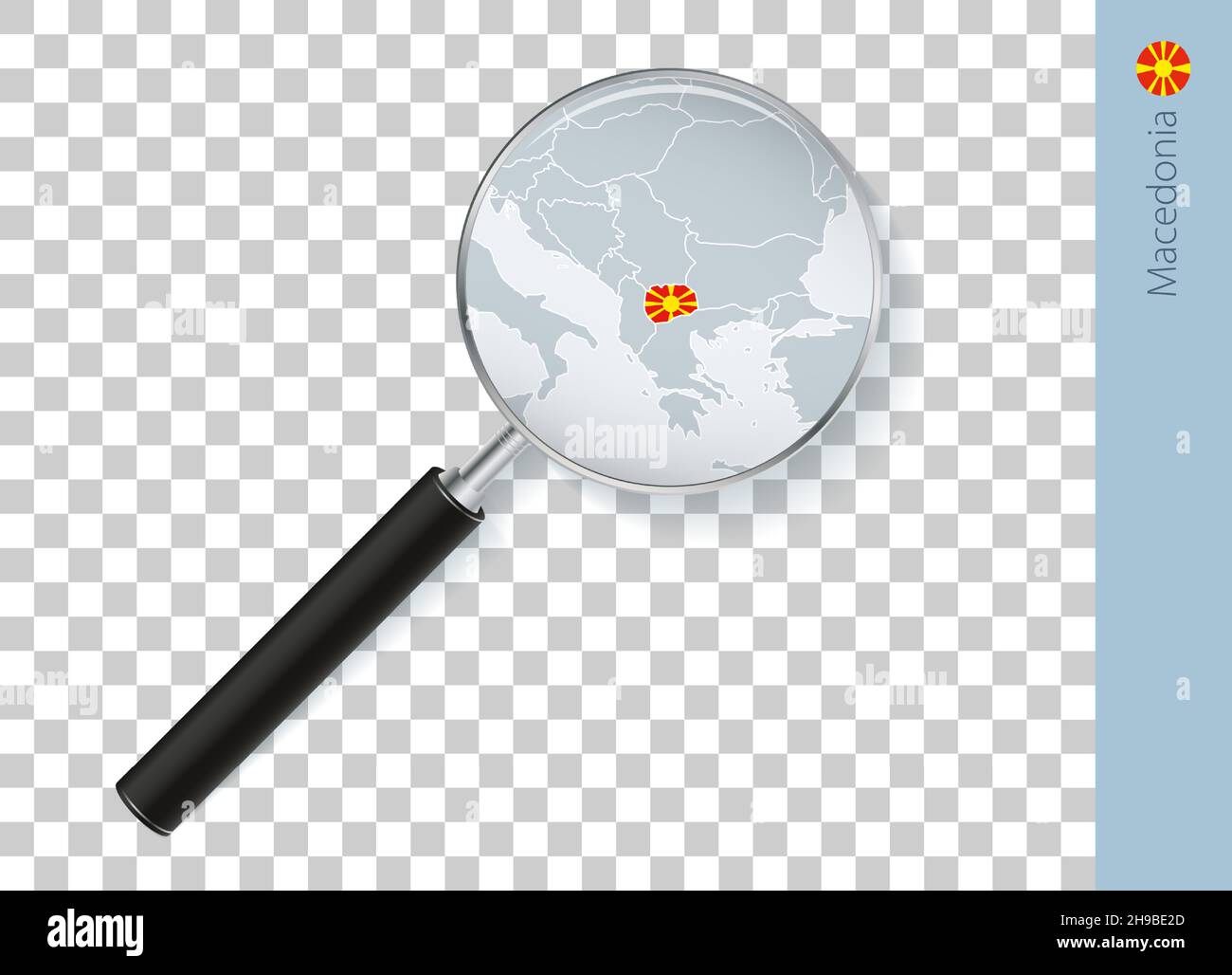 Macedonia map with flag in magnifying glass on transparent background ...