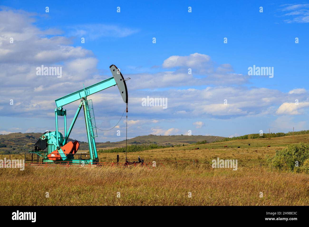 An oil pumpjack in Alberta, Canada. An oil pumjack is the overground ...