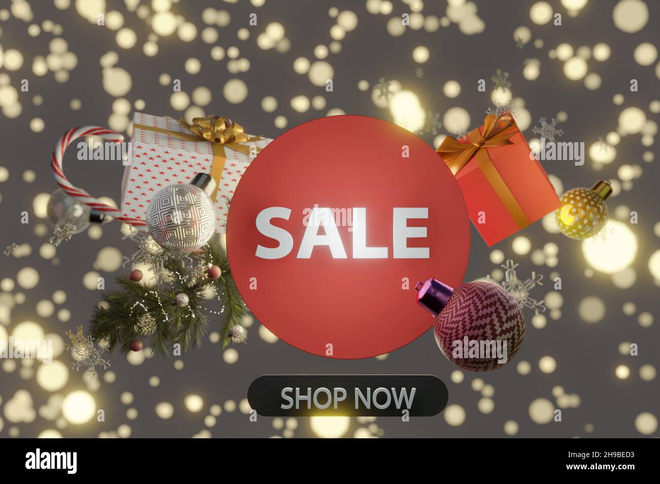 3d illustration. Sale promotion . Christmas and happy new year banner ...