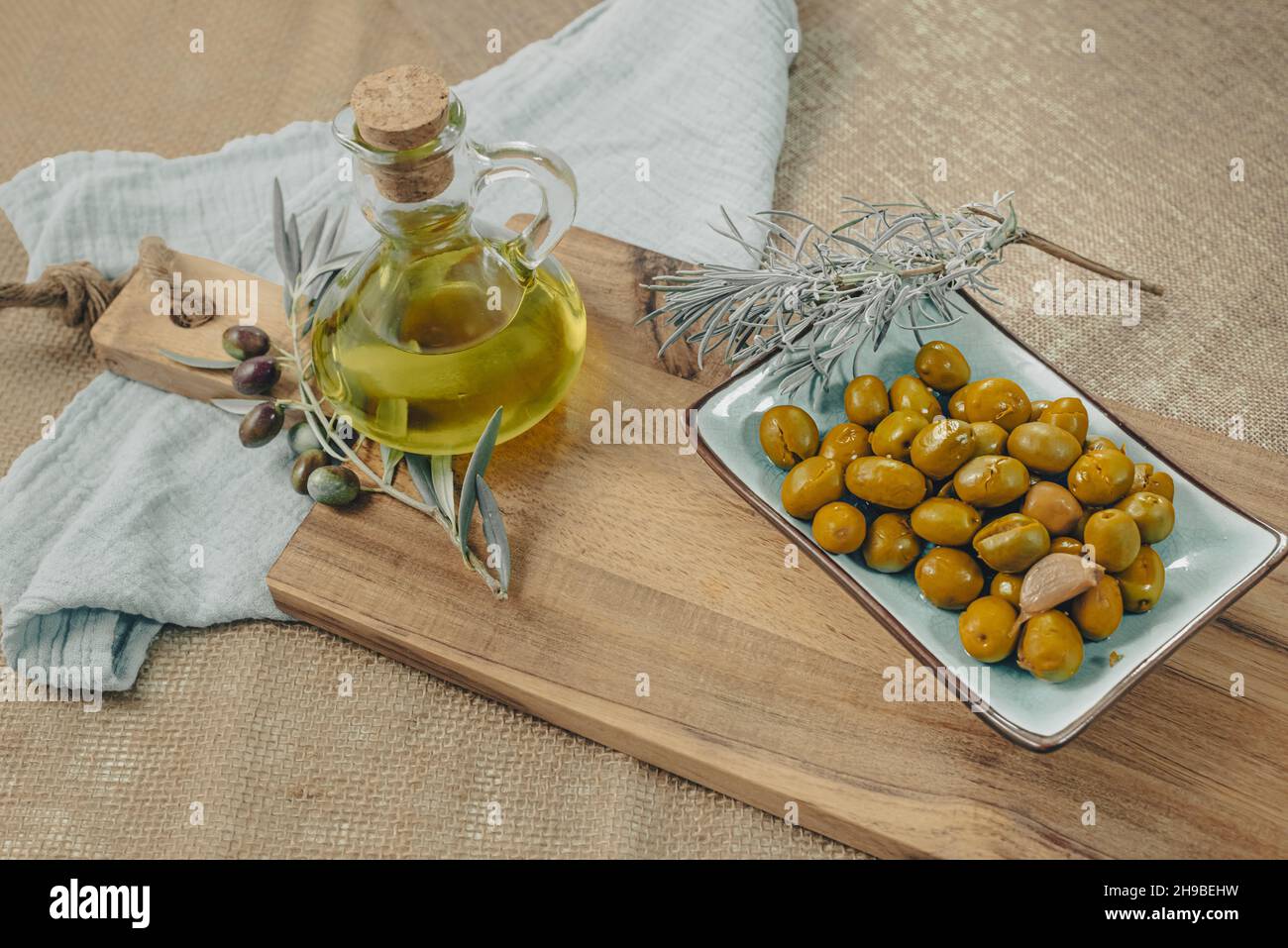 Tapas on Crusty Bread - Selection of Spanish tapas served on a sliced ...