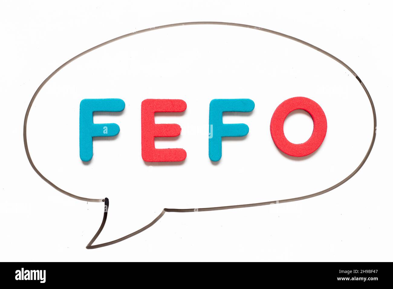 Alphabet letter with word FEFO (Abbreviation of first expired first out ...