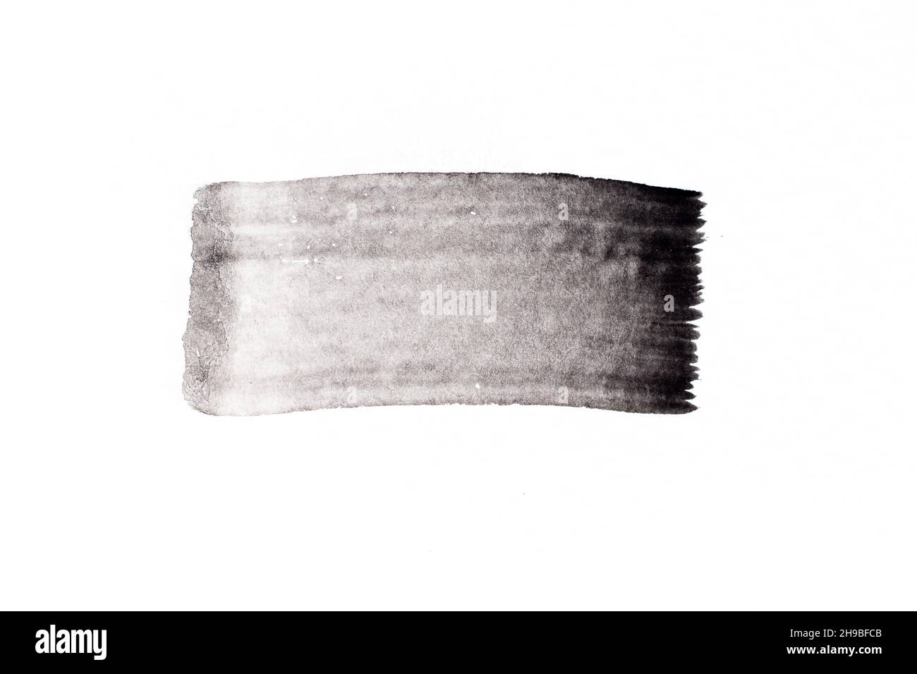 Black color watercolor handdrawing as square line brush on white paper ...