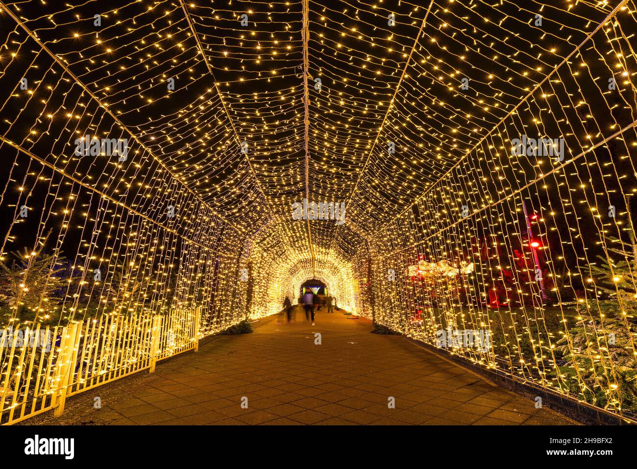 Aarhus, Denmark; December 5, 2021 - Christmas decorations light up in a ...
