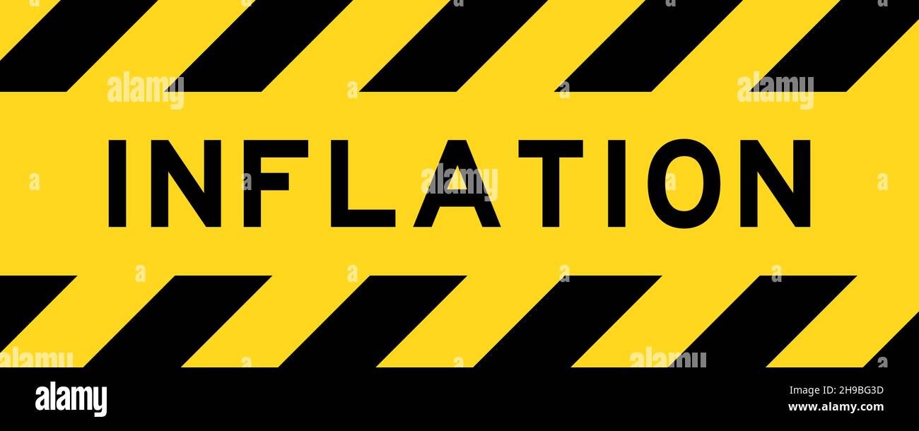 Yellow and black color with line striped label banner with word ...