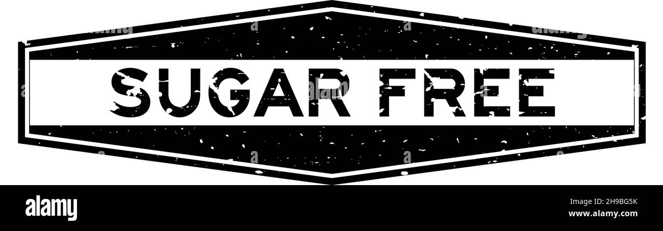 Grunge black sugar free word hexagon rubber seal stamp on white ...
