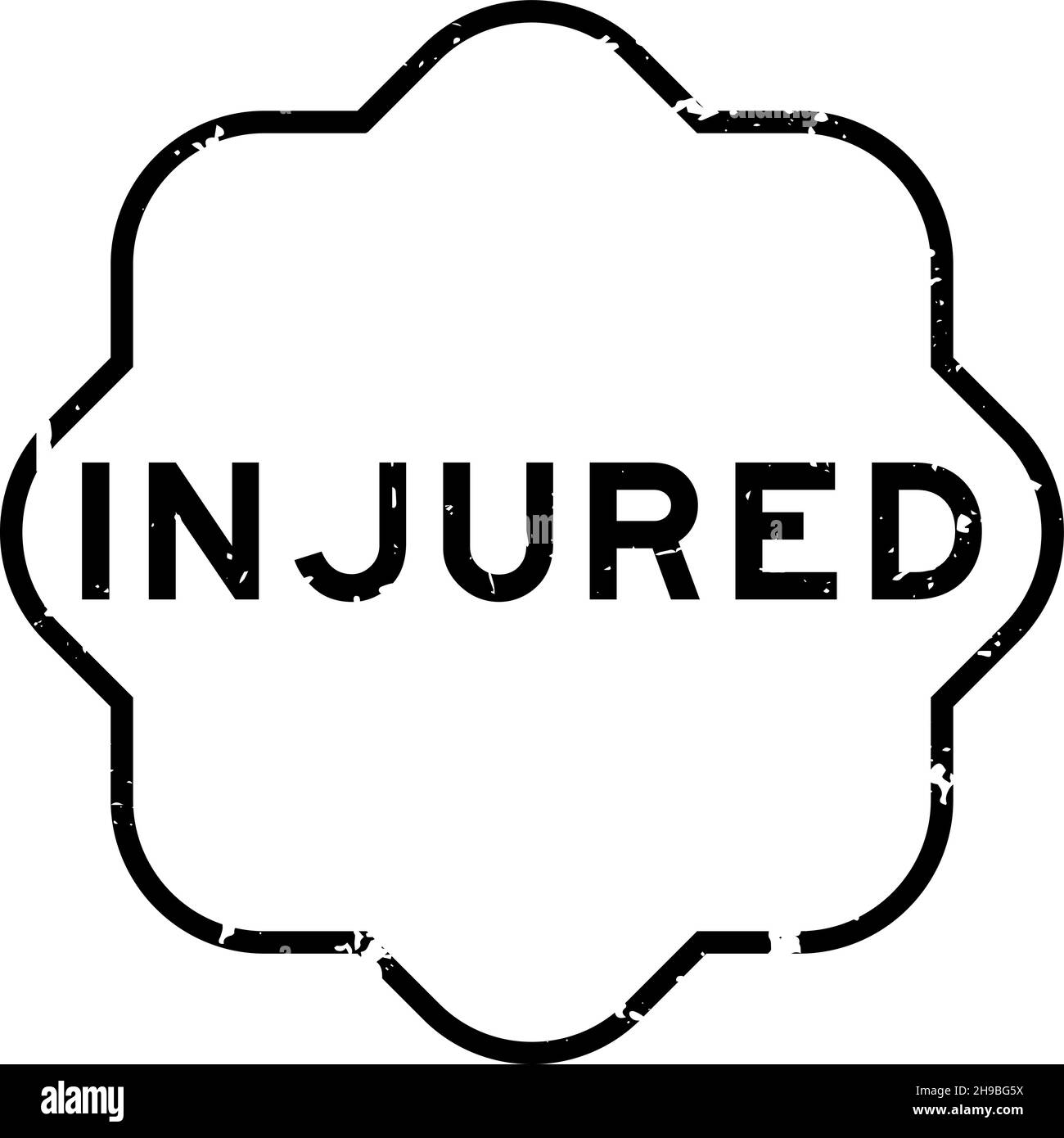 Grunge black injured word rubber seal stamp on white background Stock ...