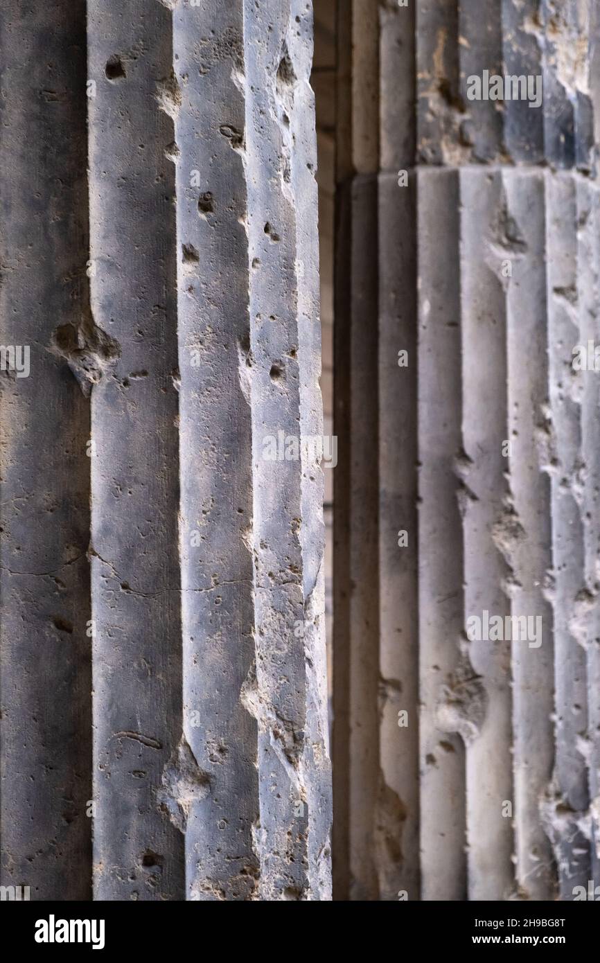 Columns of Berlin cathedral with bullet holes, Berlin Stock Photo - Alamy