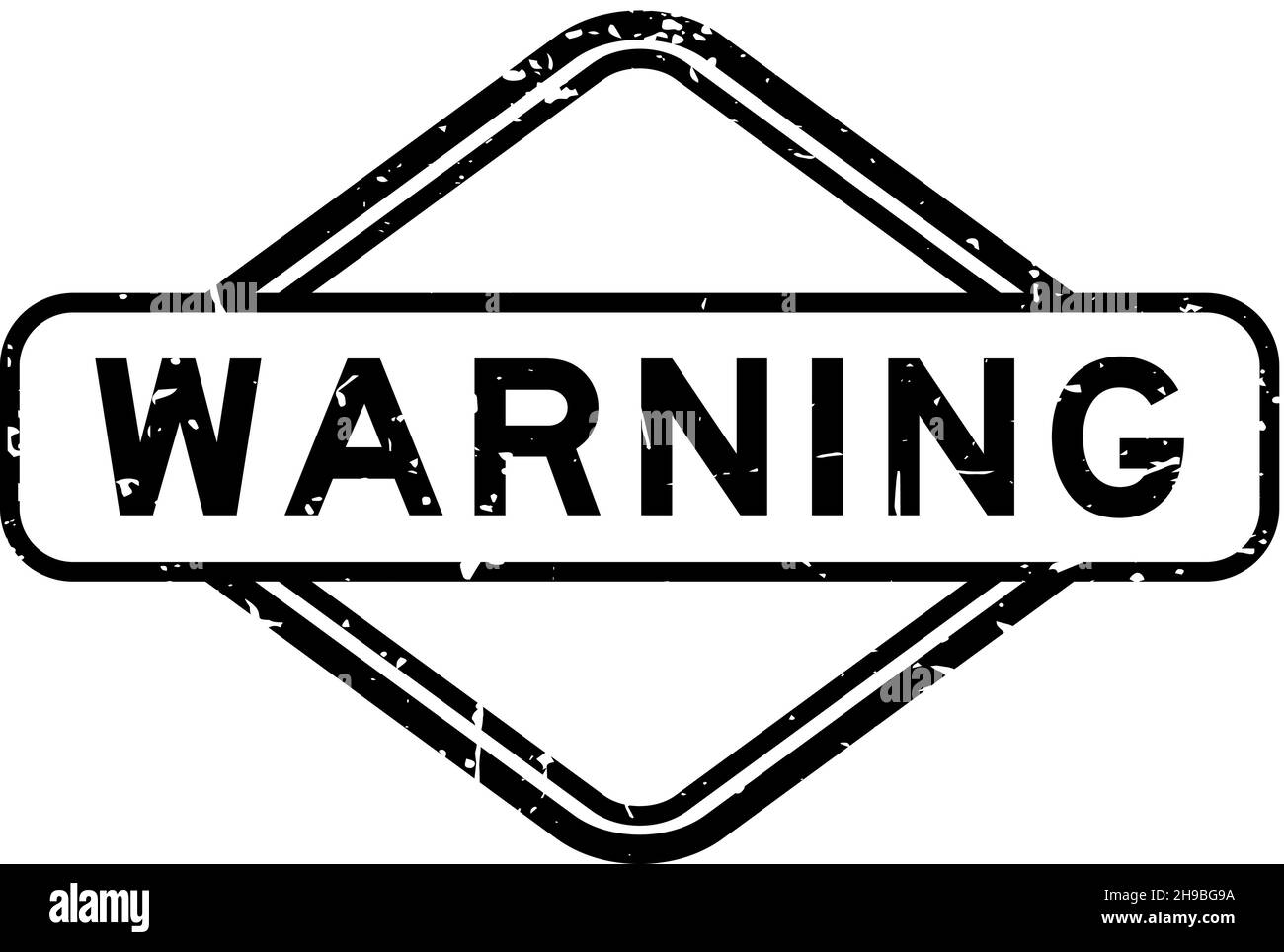 Grunge black warning word rubber square seal stamp on white background ...