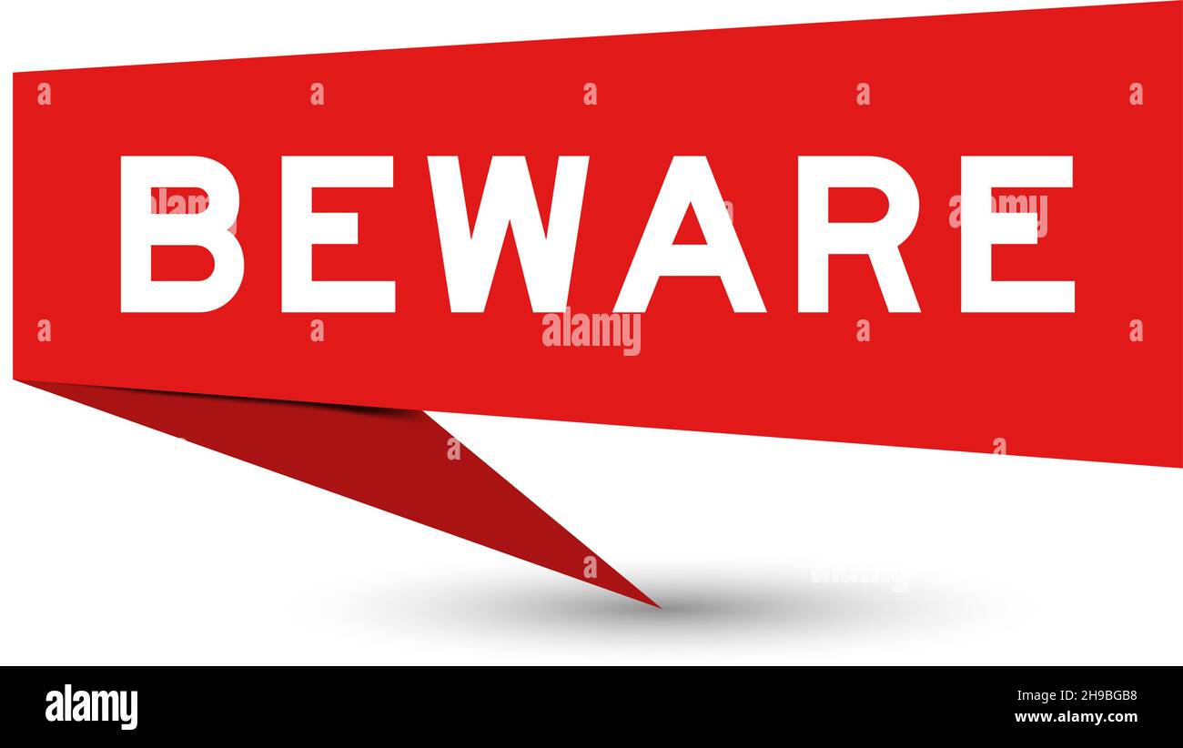 Red color speech banner with word beware on white background Stock ...