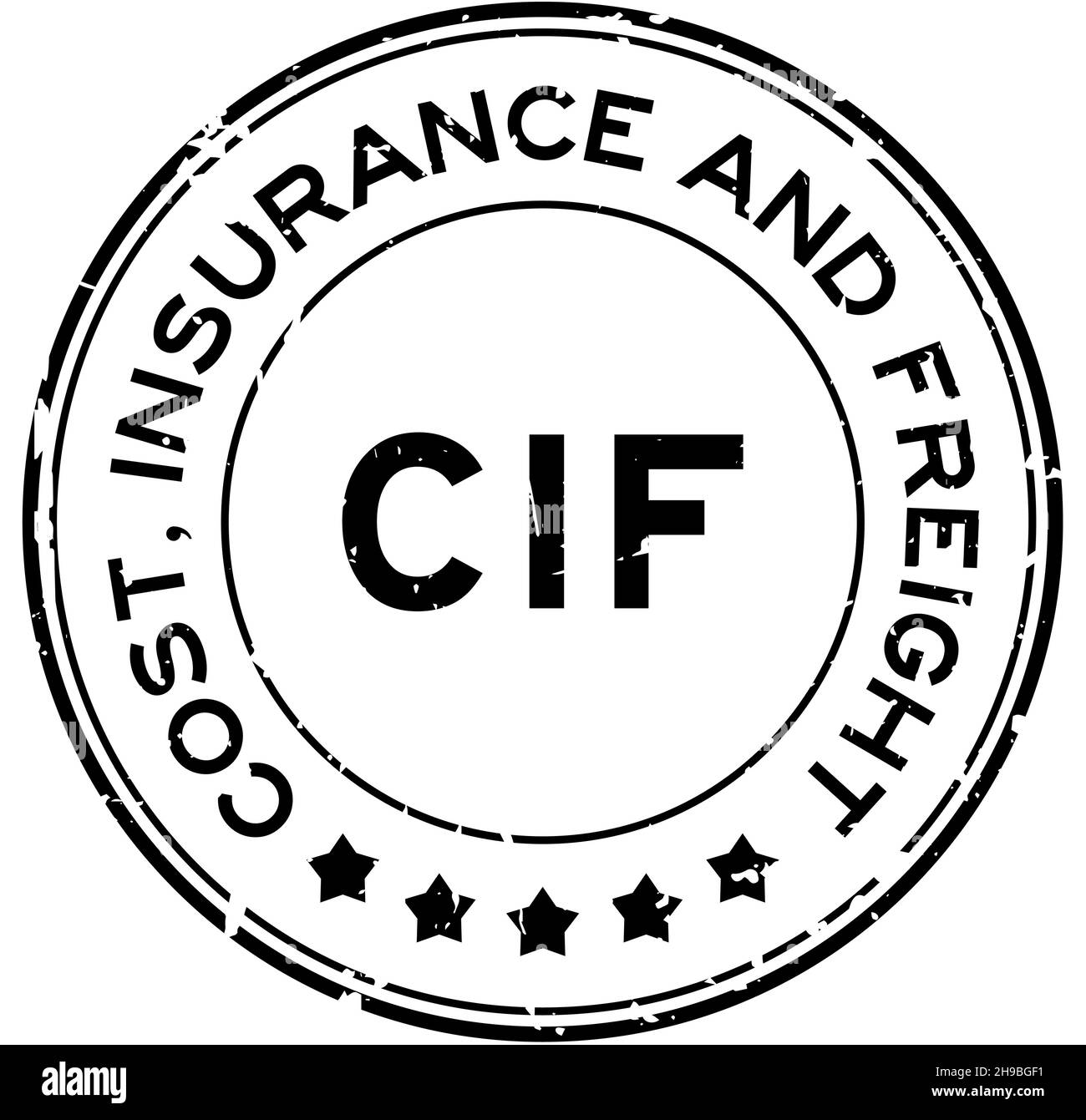 Grunge black CIF Cost, insurance, and freight word round rubber seal ...