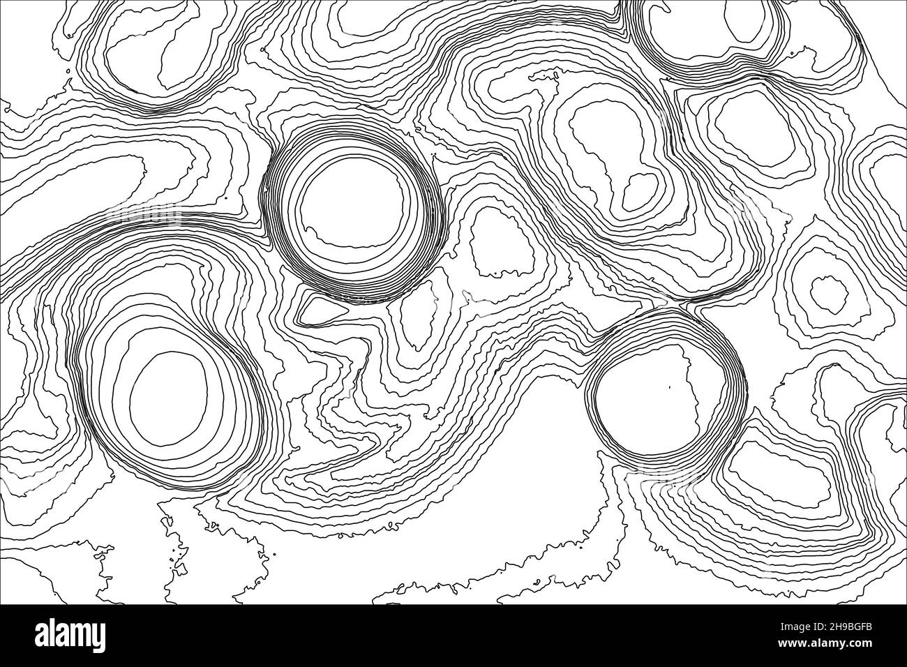 Black line as Topographic map on white background Stock Vector Image ...