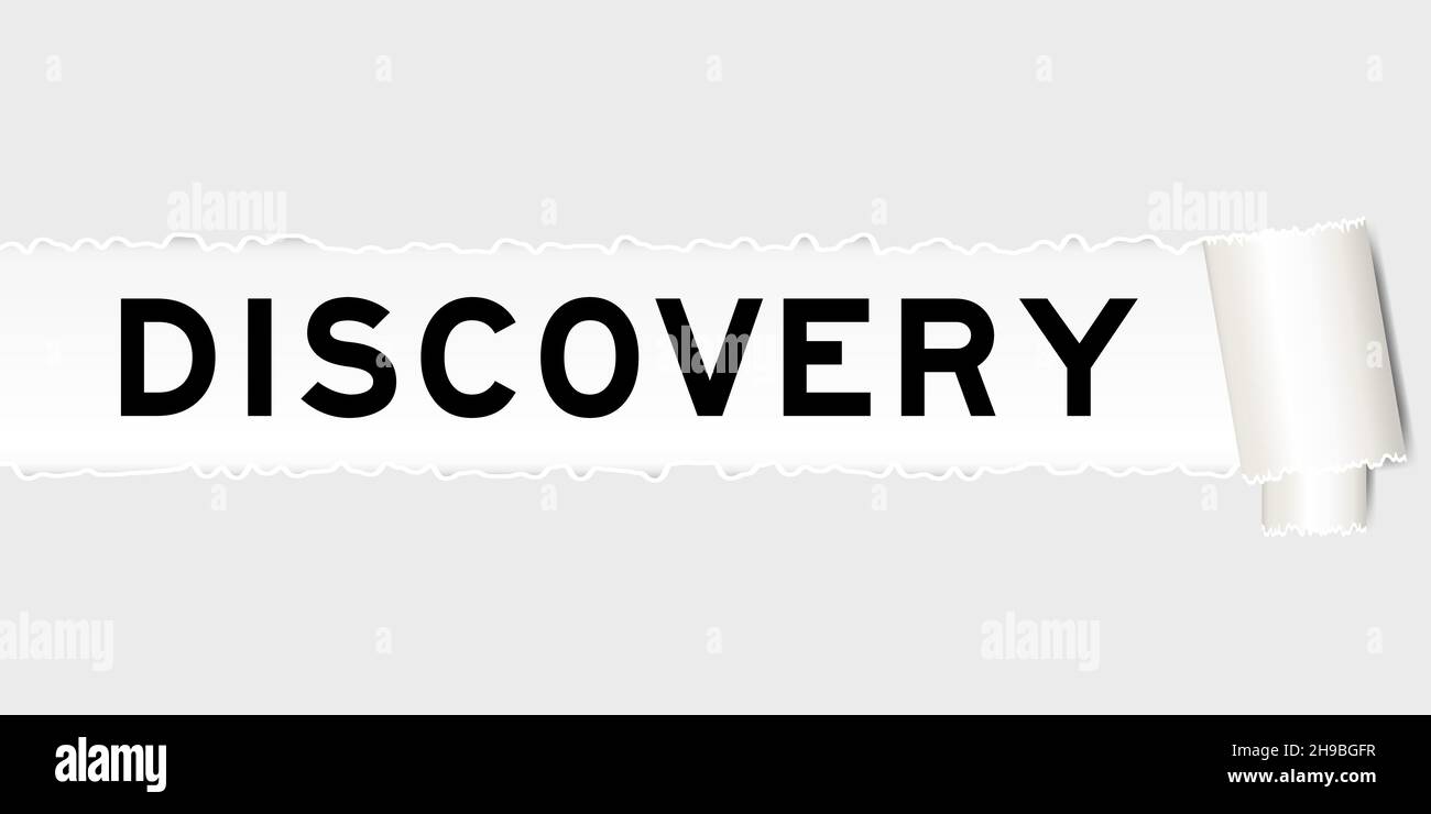 Ripped gray paper background that have word discovery under torn part ...