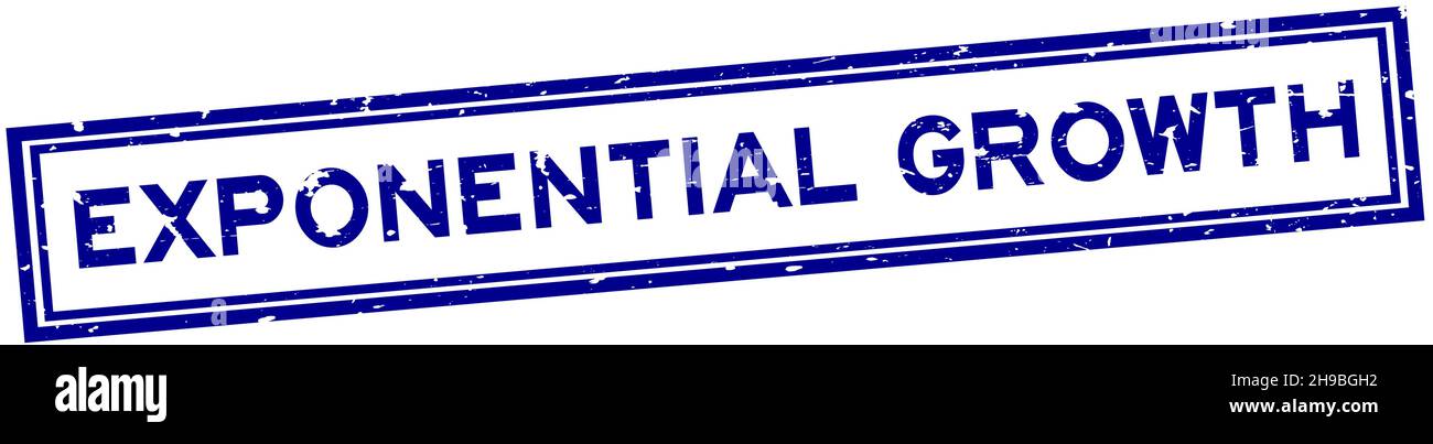 Grunge blue exponential growth word square rubber seal stamp on white ...