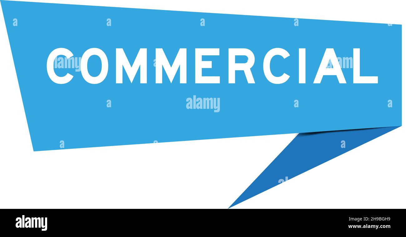 Blue color speech banner with word commercial on white background Stock ...