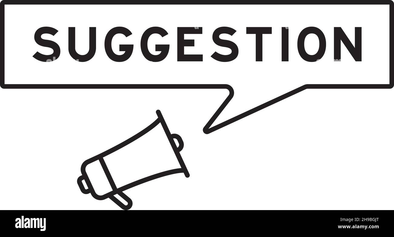 Megaphone icon with speech bubble in word suggestion on white ...