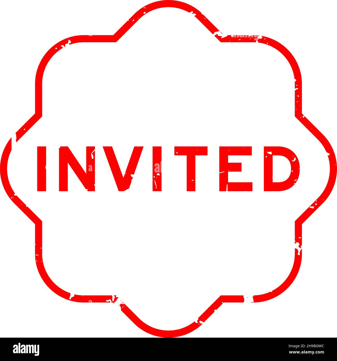 Grunge red invited word rubber seal stamp on white background Stock ...