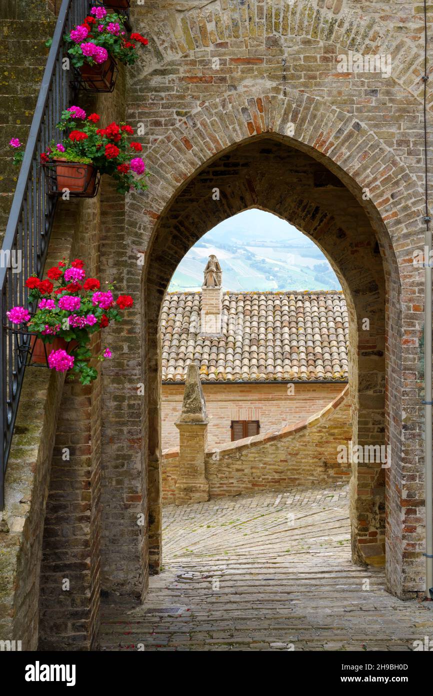 Moresco, famous medieval village in the Fermo province, Marche, Italy ...