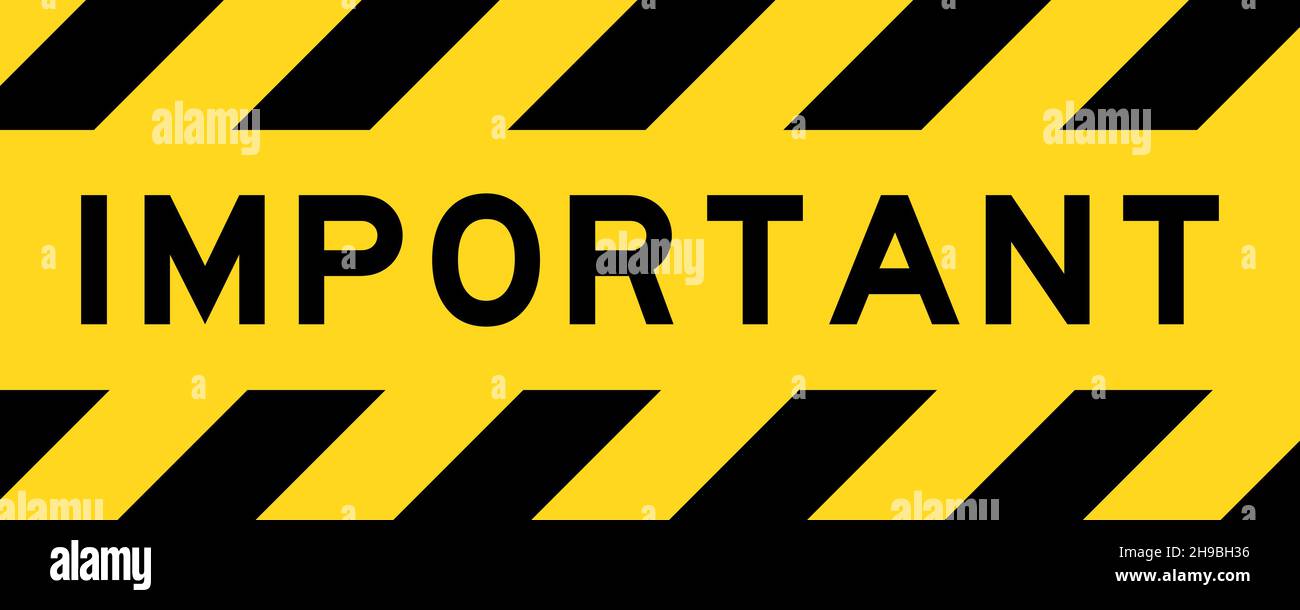 Yellow and black color with line striped label banner with word ...