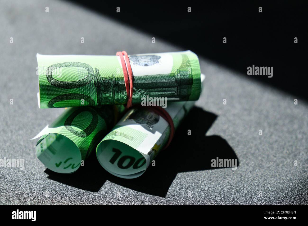 Close up of Euro money roll. Euro banknote set cash money - EU currency ...