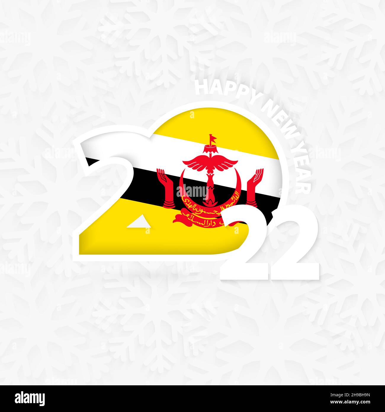 Happy New Year 2022 for Brunei on snowflake background. Greeting Brunei ...