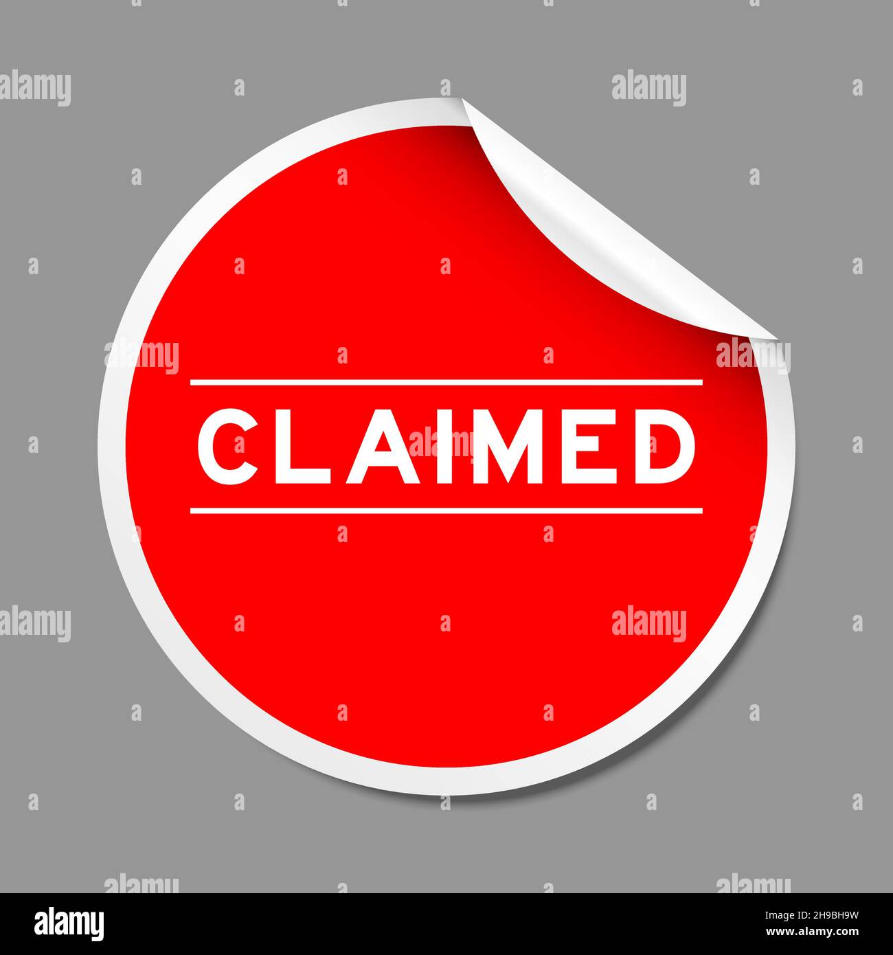 Red color peel sticker label with word claimed on gray background Stock ...