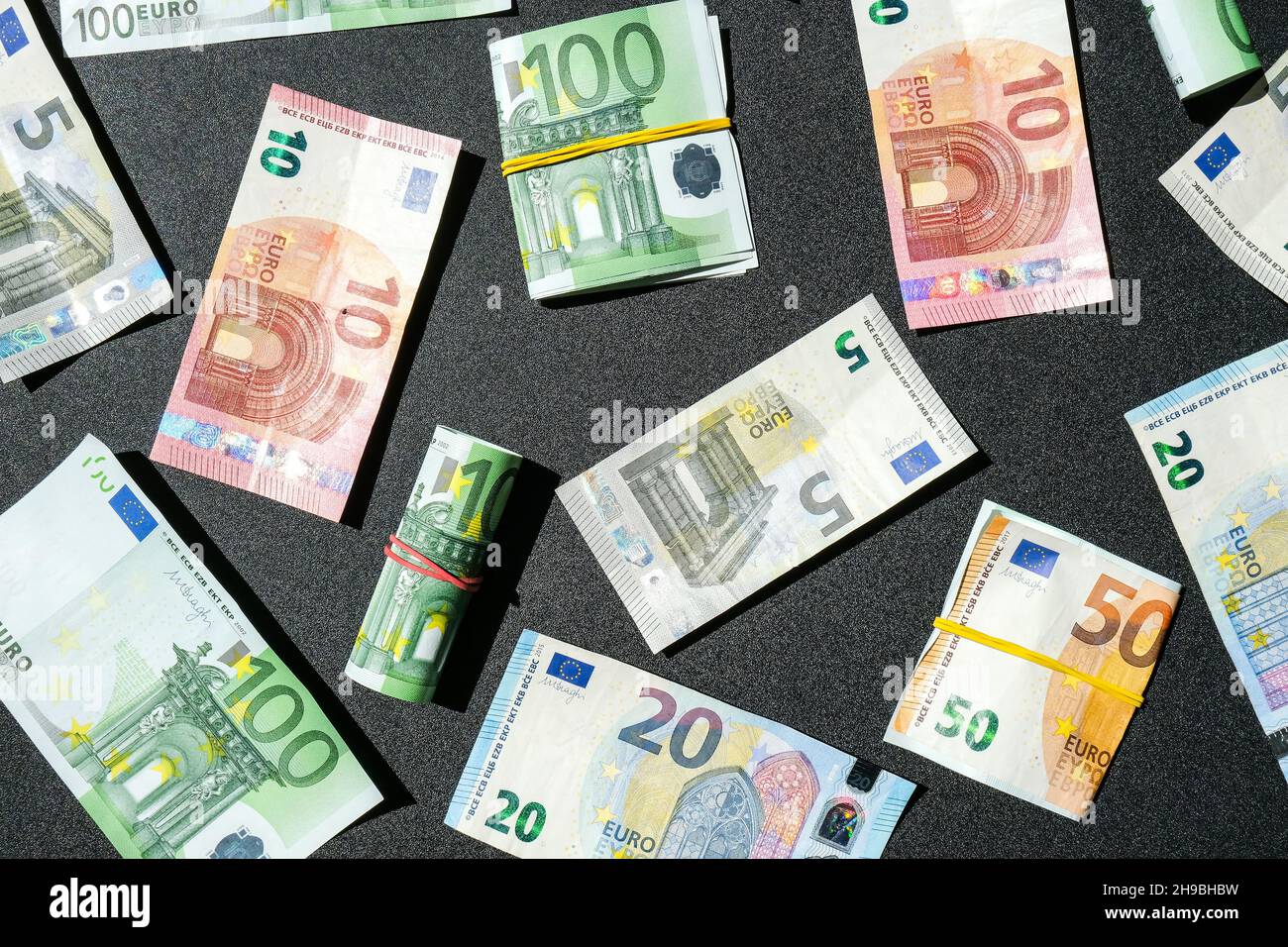 Euro bills are creative layout. Business concept, development ...