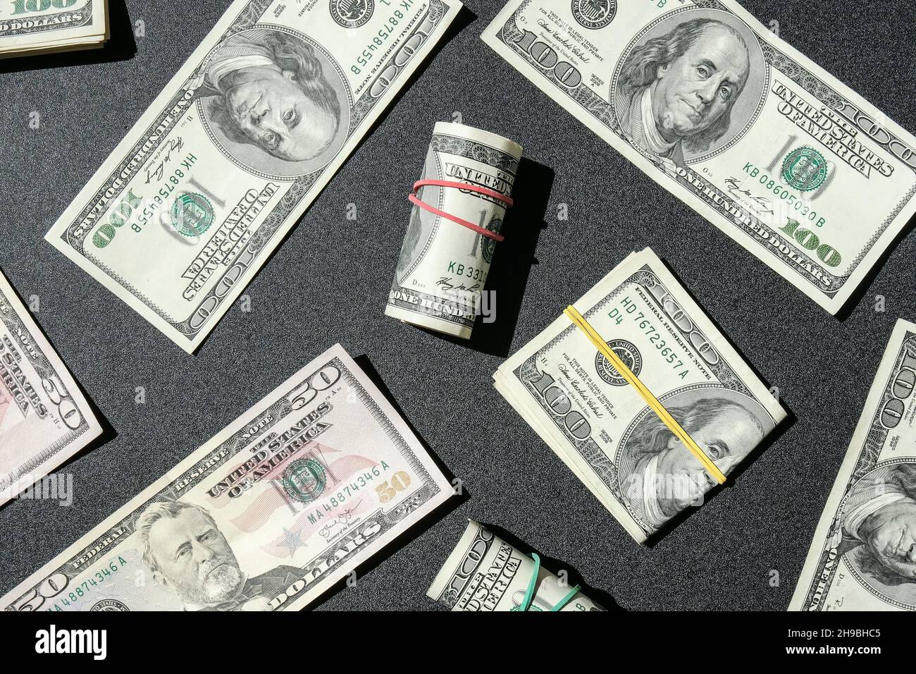 Us dollar bills are creative layout. Business concept, development ...