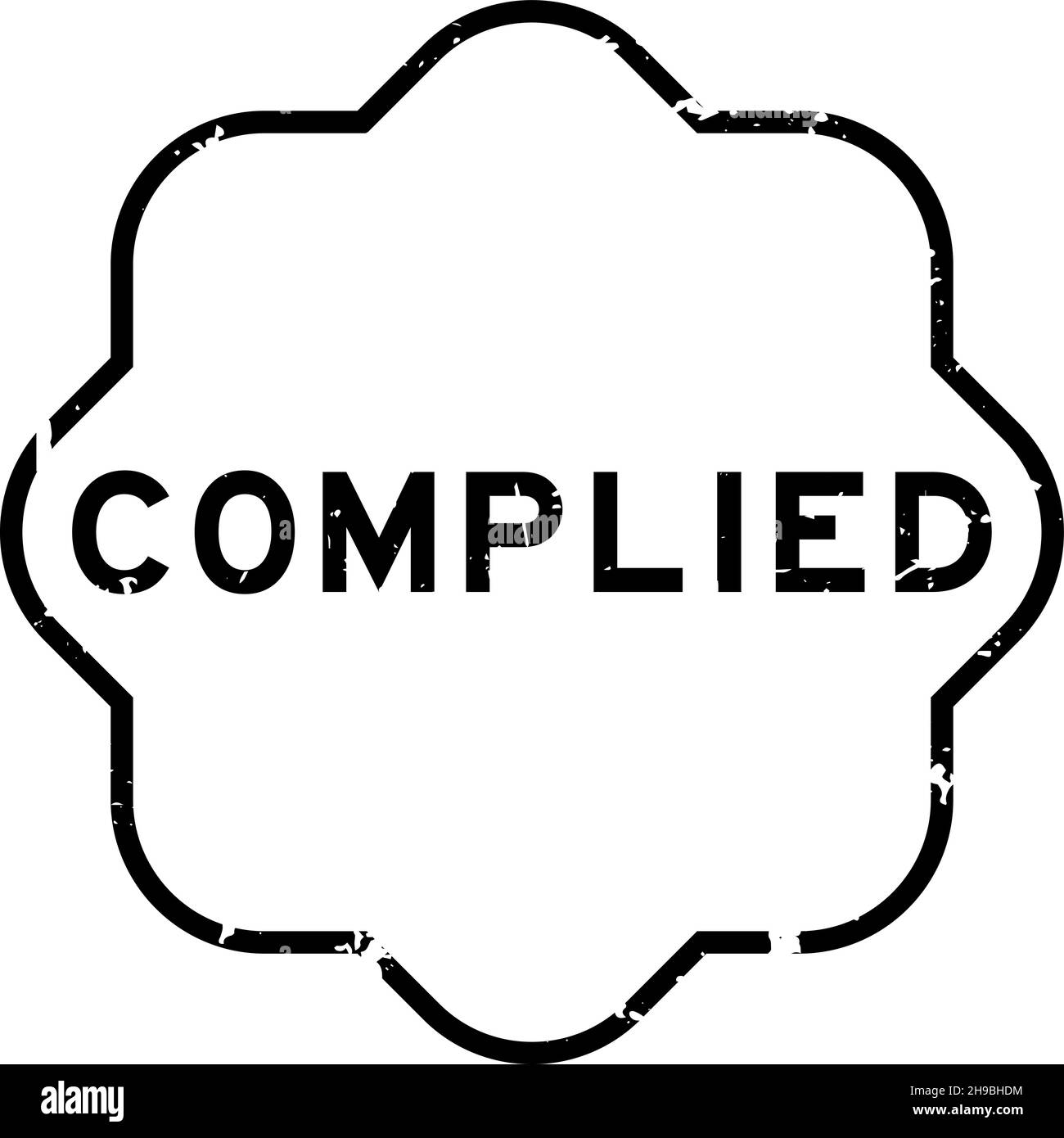 Grunge black complied word rubber seal stamp on white background Stock ...