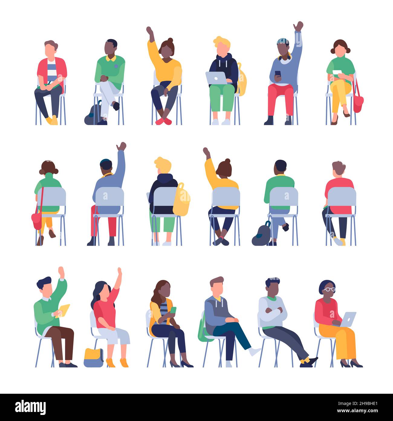 Row sit university students Cut Out Stock Images & Pictures - Alamy