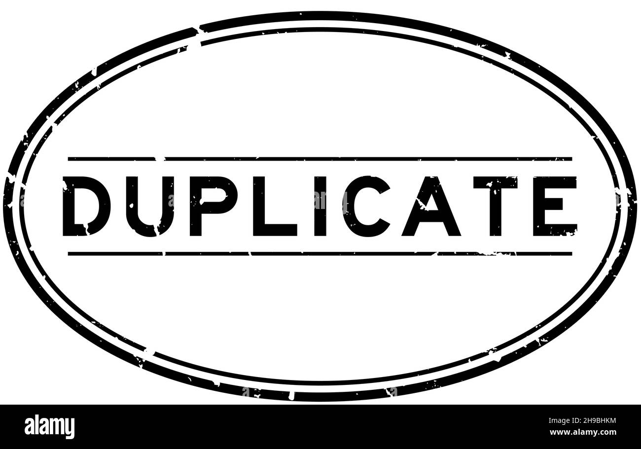 Grunge black duplicate word oval rubber seal stamp on white background ...