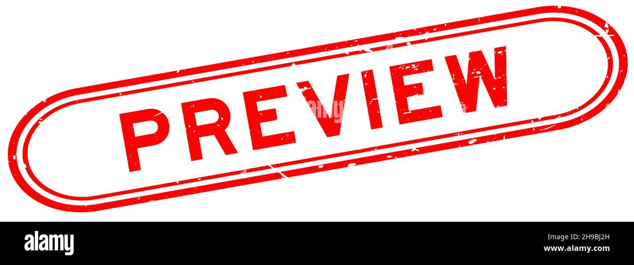 Grunge red preview word rubber seal stamp on white background Stock ...