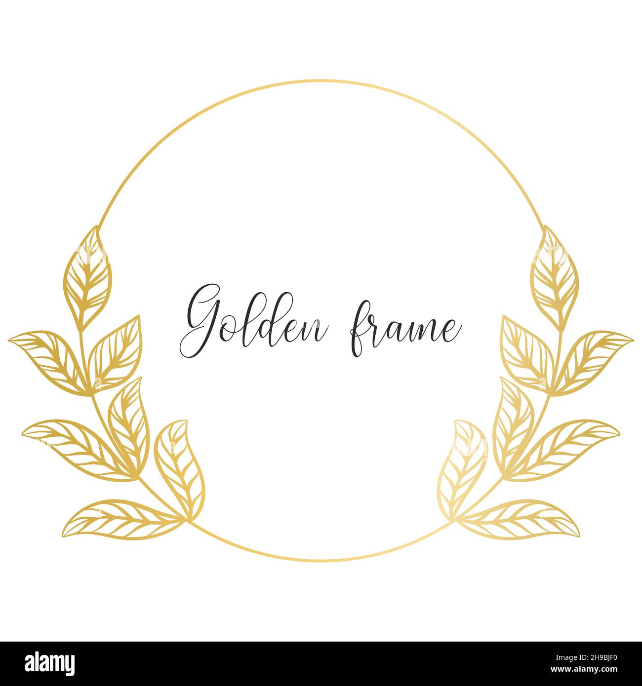 Golden circular rim with leaves isolated vector illustration Stock ...