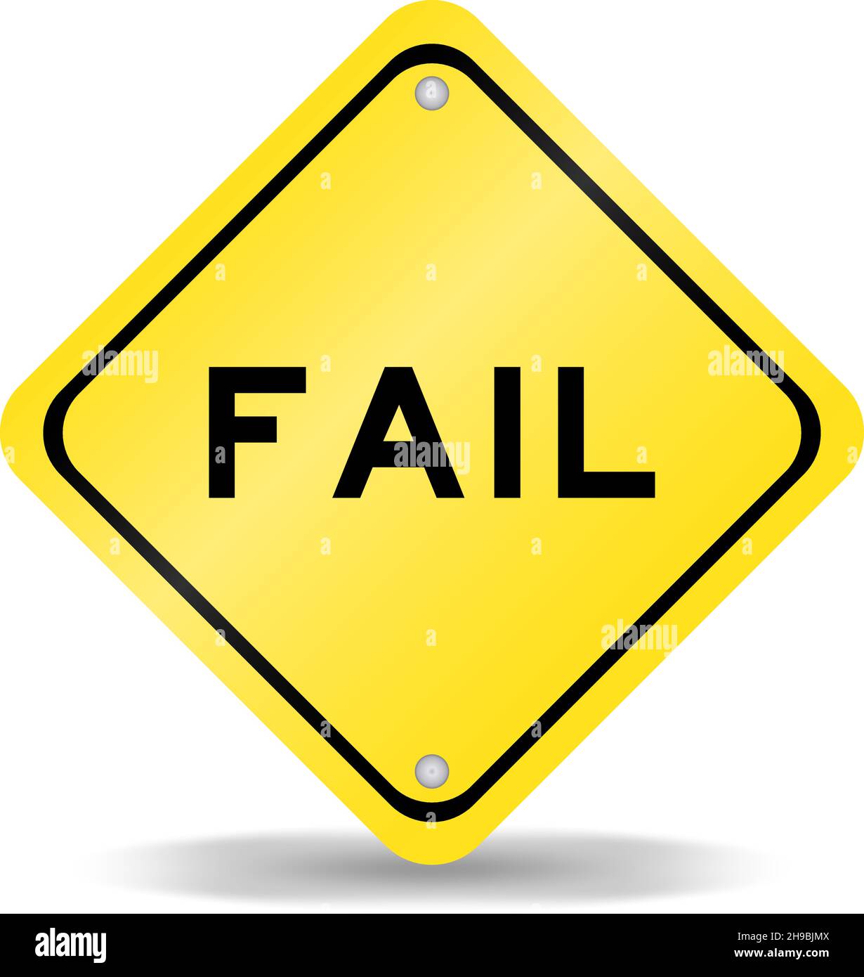 Yellow color transportation sign with word fail on white background ...