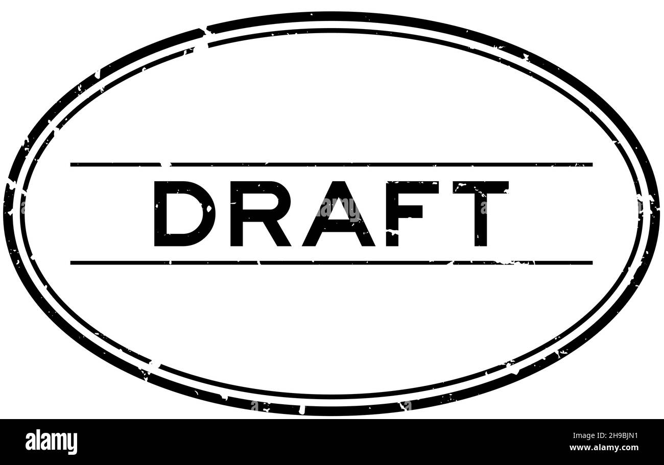 Grunge black draft word oval rubber seal stamp on white background ...