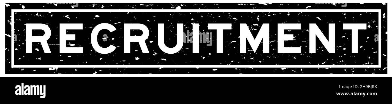 Grunge black recruitment word square rubber seal stamp on white ...