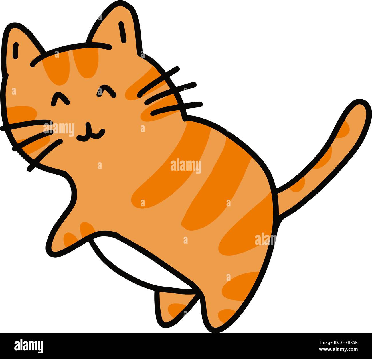 Hand drawing as orange cat shape in cartoon design on white background ...