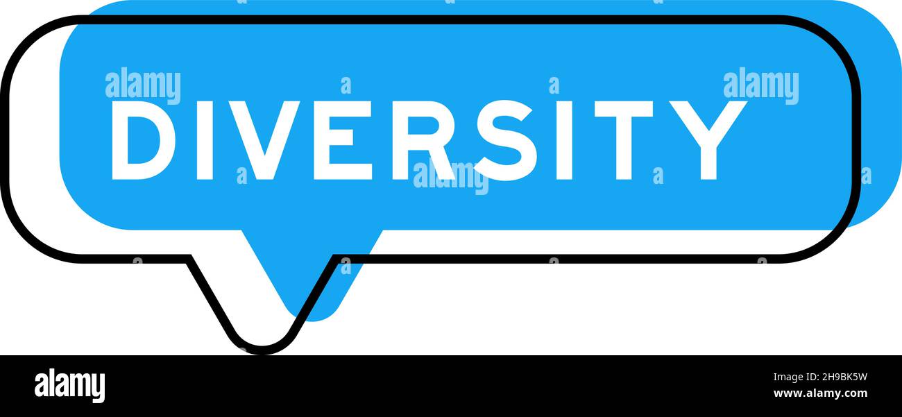 Speech banner and blue shadow with word diversity on white background ...